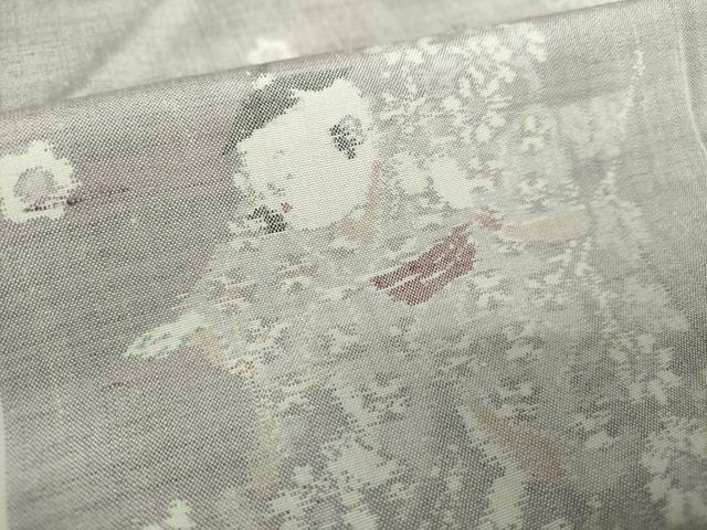 平和屋着物○小千谷紬 訪問着 唐子 草花文 正絹 逸品 DABA1412ps