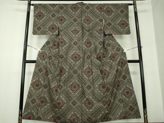 平和屋着物○本場大島紬 龍郷絣 花菱文 正絹 逸品 DABA1461ps