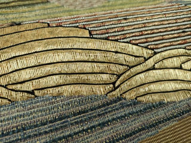 平和屋着物○太鼓柄袋帯 スリーシーズン帯 春 夏 秋 霞文 金糸