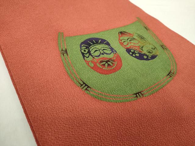 平和屋着物○九寸名古屋帯 型染 草花文 鬼しぼ縮緬 正絹