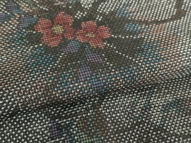 平和屋着物▽本場染大島紬 単衣 枝花文 正絹 逸品 DAAQ3562az 平和