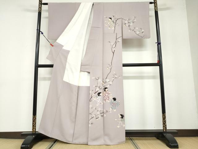 平和屋着物○十日町友禅作家 関口遼一 訪問着 童子遊び 正絹 逸品