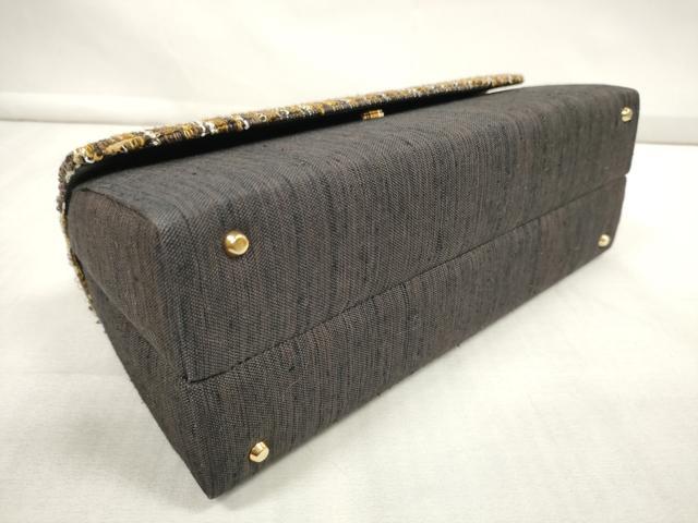 平和屋本店○和装小物 和装バッグ ハンドバッグ ツイード 金糸 逸品 未