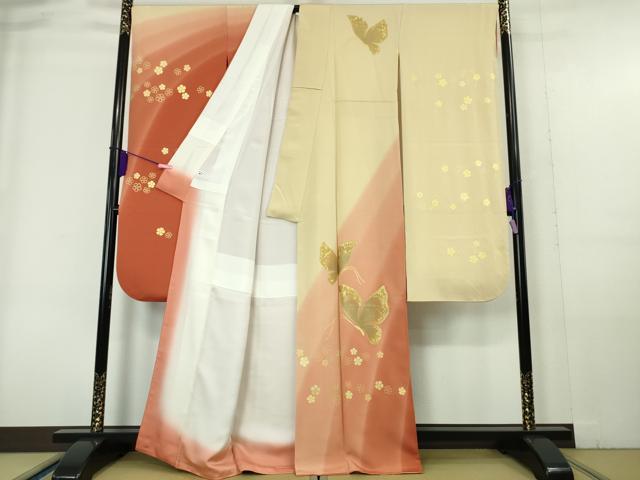 平和屋本店□希少 皇室献上作家 北出与三郎 振袖 舞蝶花