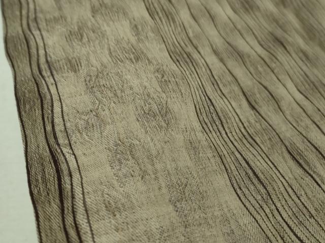 平和屋本店□極上 夏物 本麻 ちぢみ 市松紋紗 間道 麻 反