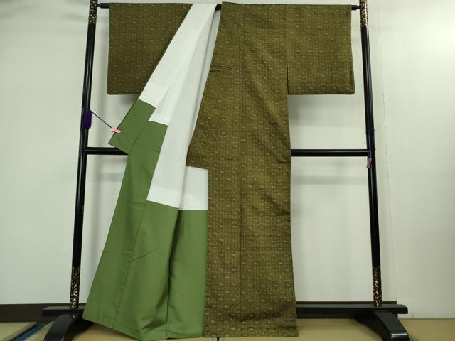 平和屋本店○極上 本場琉球 読谷山花織 紬地 海松茶色地 逸品 DZAB2456kh6