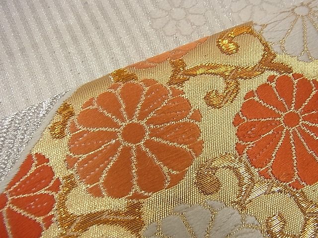 平和屋着物□六通柄袋帯 唐織 切嵌菊唐草文 金銀糸